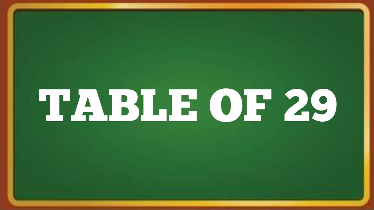Table of 29 | Table of 29 in English | Tables | #tableof29 - YouTube