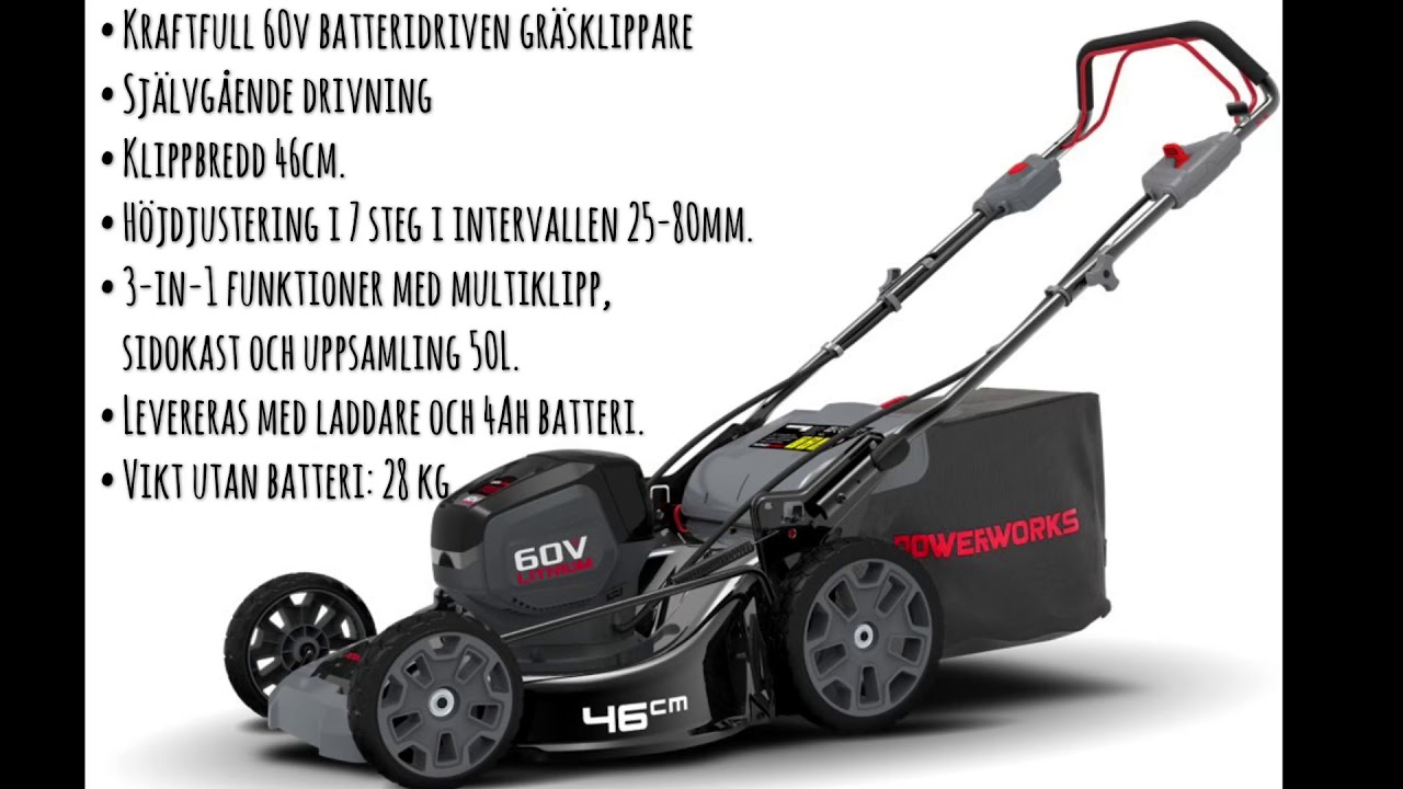 POWERWORKS PD60LM46SPK4 60V 46CM - YouTube