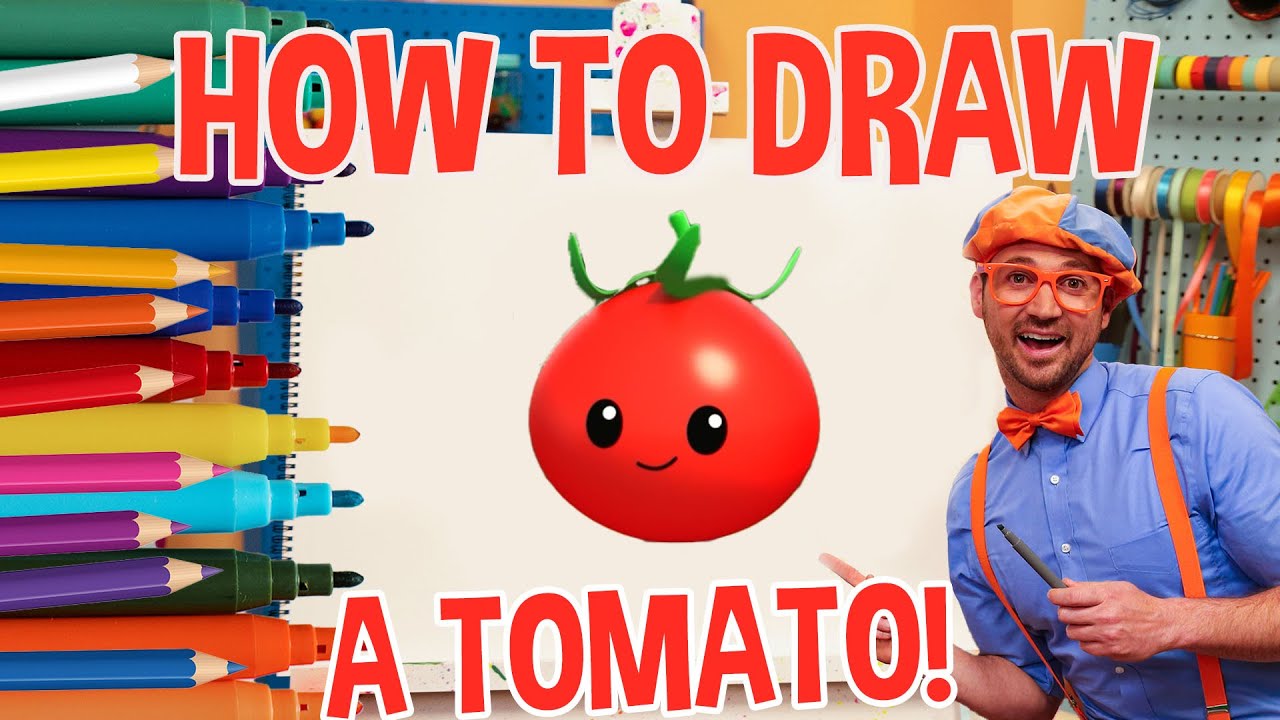 How to Draw a TOMATO 🍅| Blippi! Fun To Draw | Kids Art - YouTube