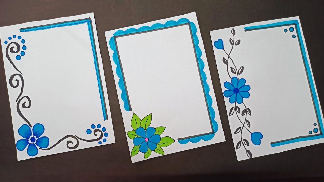 3 Easy blue border design for copy | Front page decoration for project ...