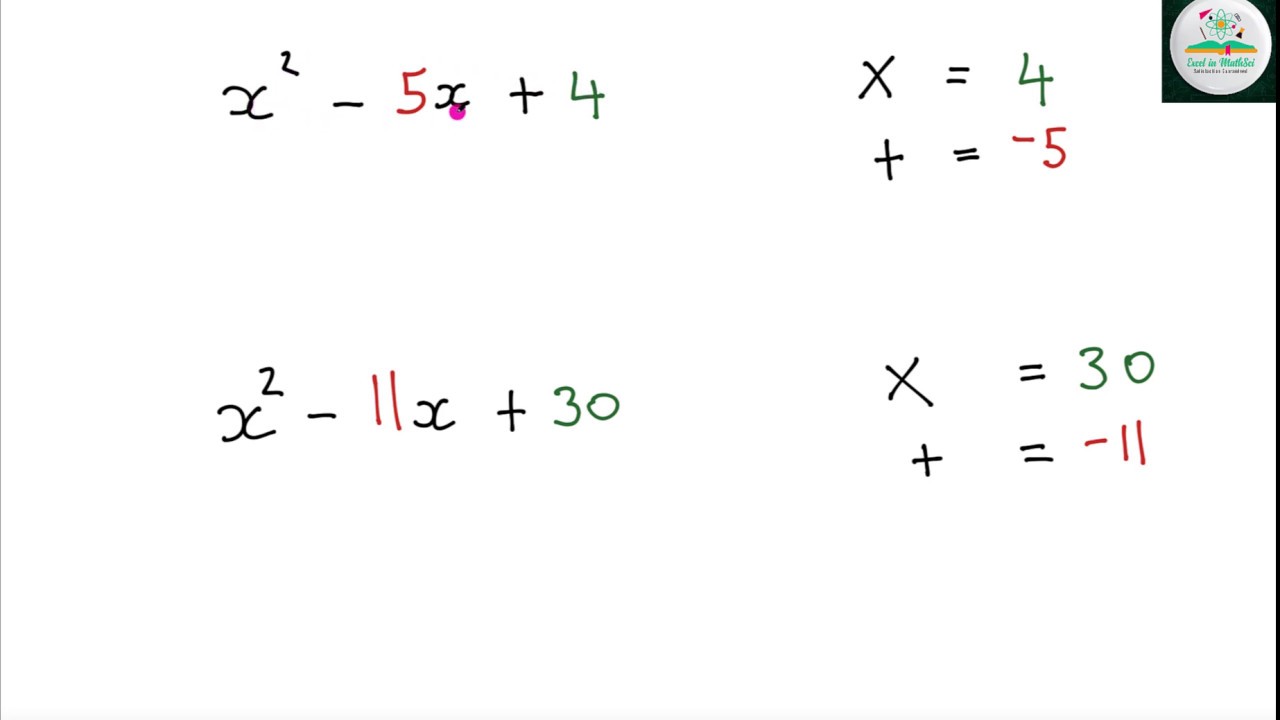 How to factorise a quadratic step by step part 2 - YouTube