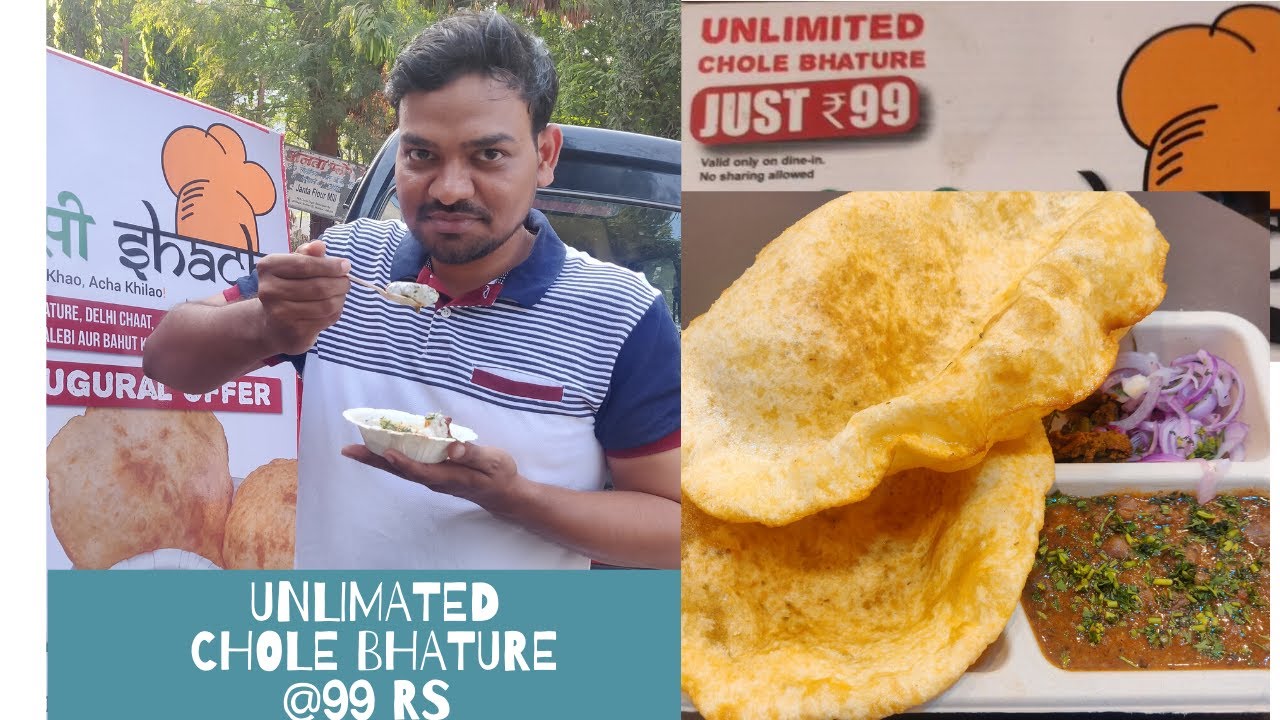 Unlimited Chole Bhature @99 RS | Delhi style Chole in Mumbai | Street ...