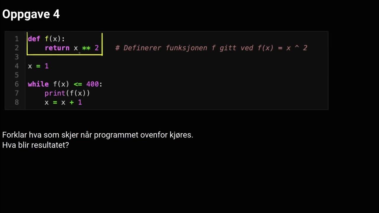 4 - Kvadrattall med Python (1T Eksamen, Vår 2022, Del 1) - YouTube