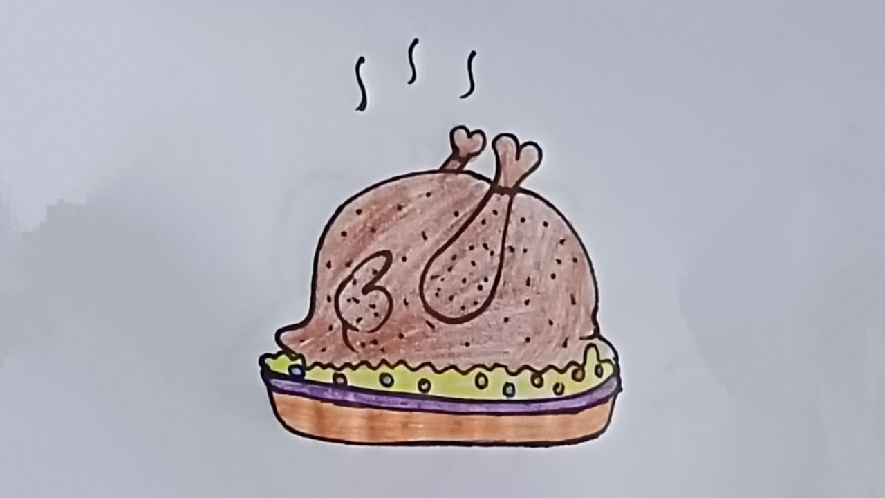 how to draw a beautiful fried chicken biryani step by step/ kids ...