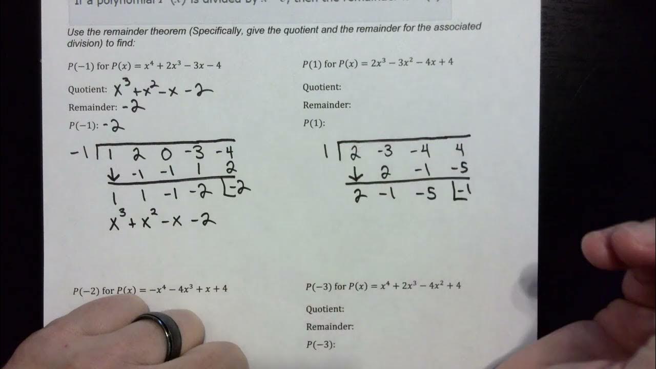 Using the Remainder Theorem to Evaluate a Polynomial - YouTube