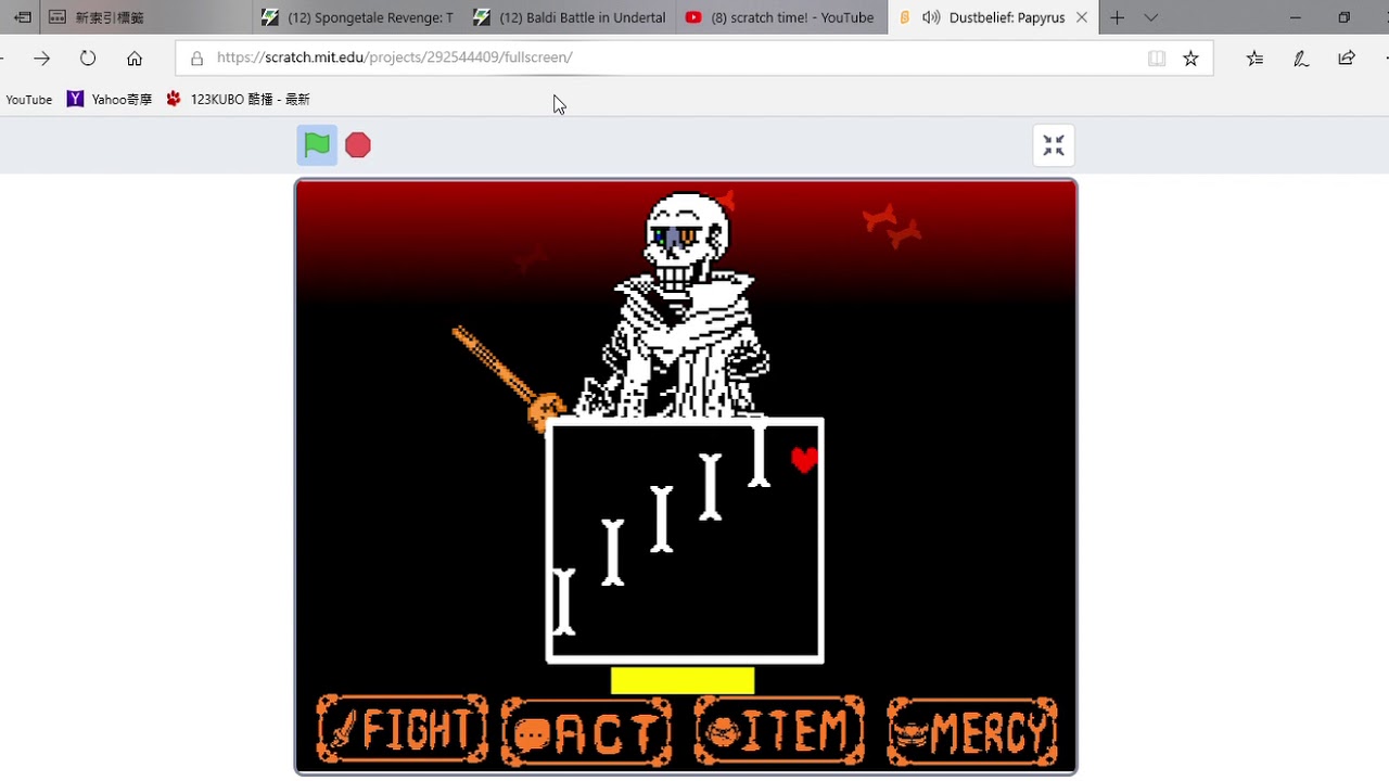 [Scratch] DustBelief Papyrus Fight No Heal! - YouTube