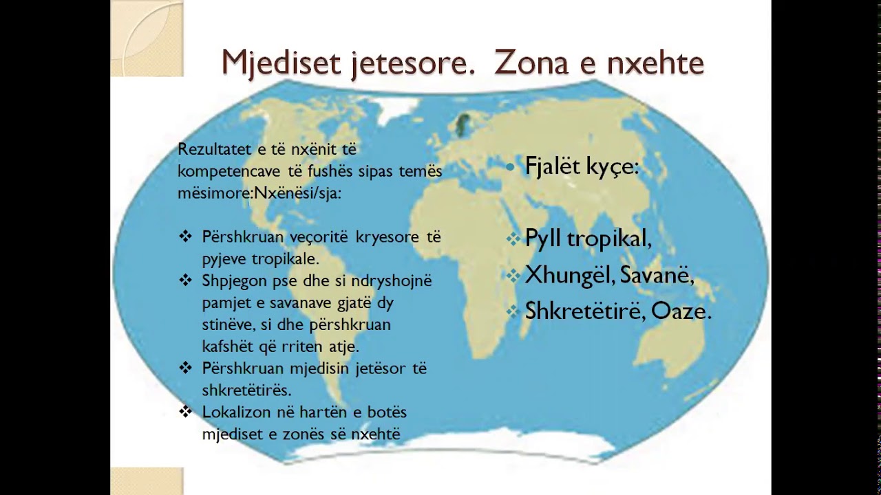 Tema:Mjediset jetësore Zona e nxehtë Lënda :Gjeografi Klasa 7 Mësuese ...