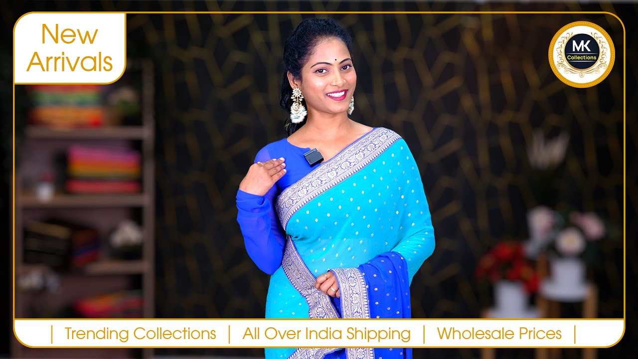 Georgette Half & Half collection @mkcollections.sarees| # ...