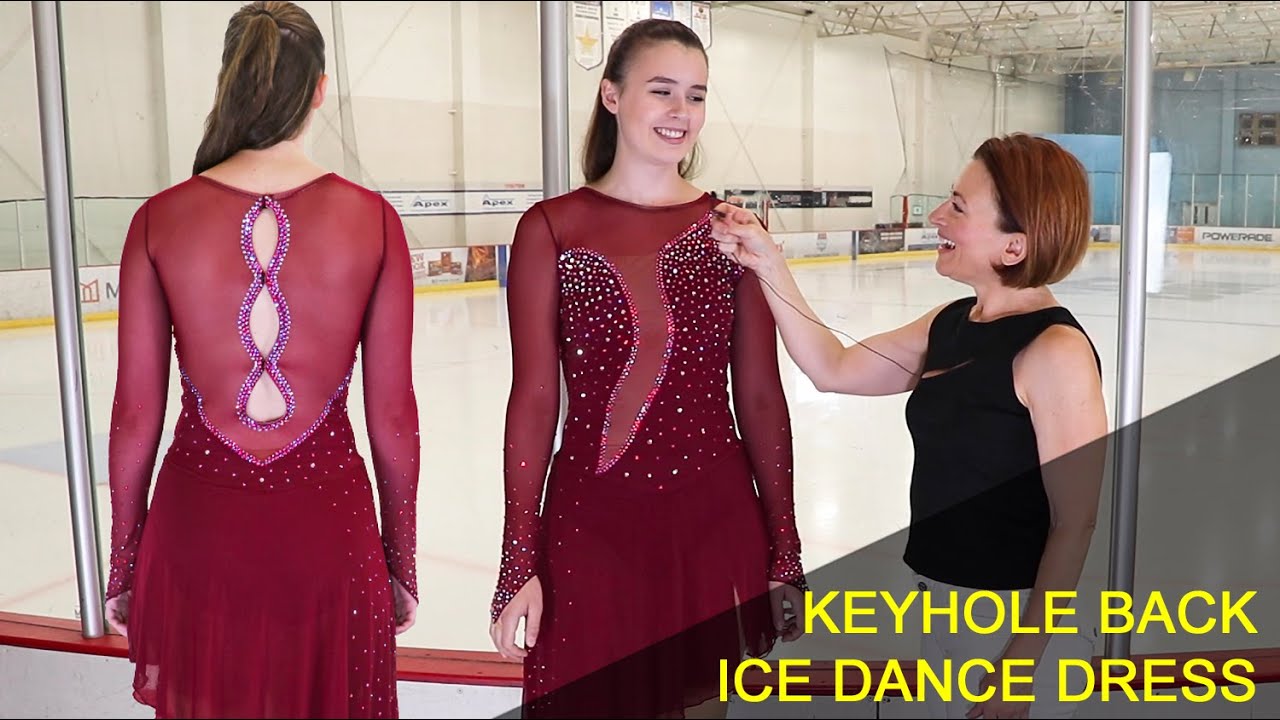 Three Keyhole Back Design on Ice Dance Dress - YouTube