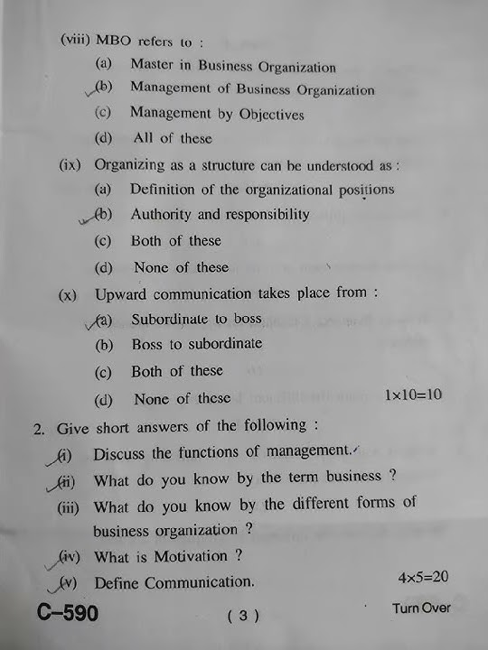 BCA 3rd Sem 2021 || Business Practices And Management || question paper ...