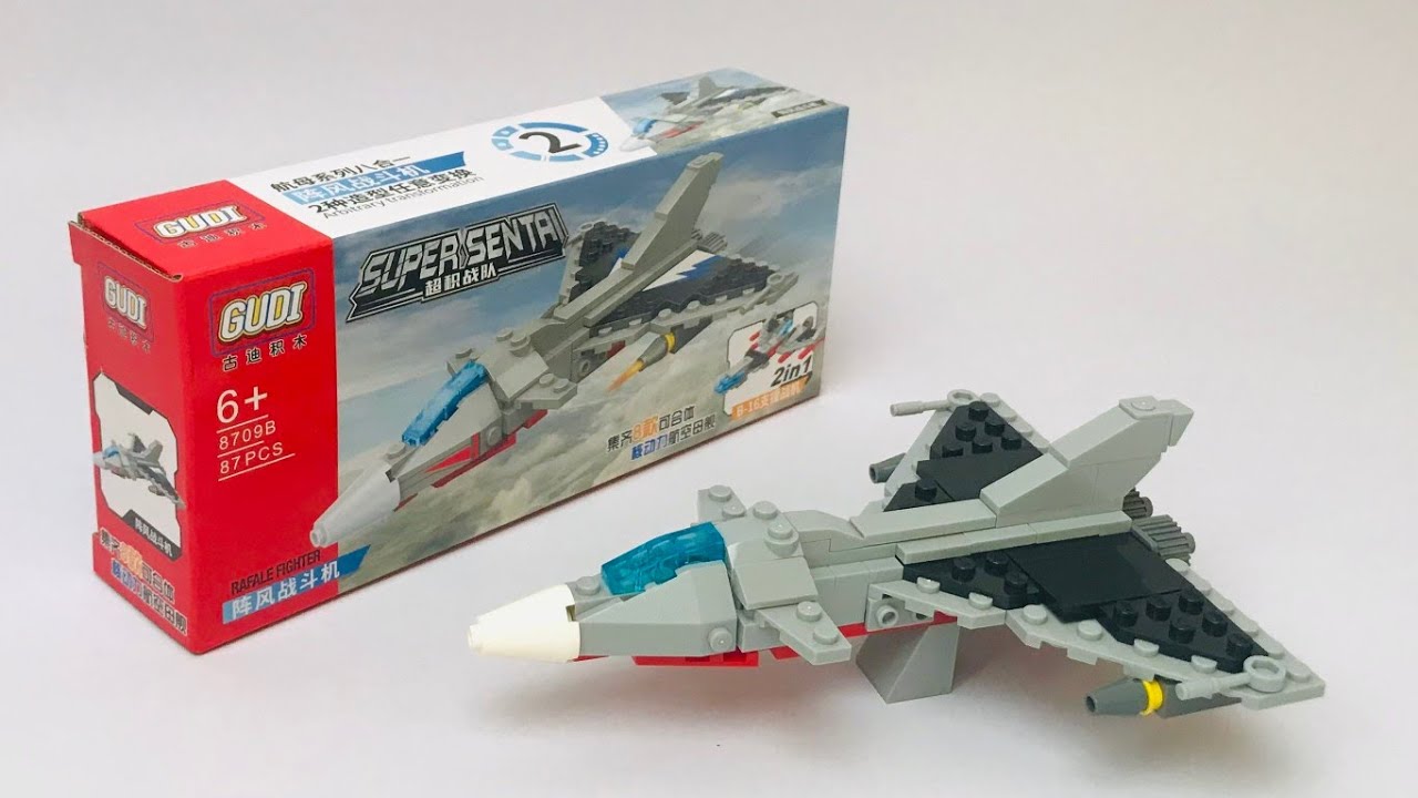 87 pieces building brick Fighter jet buildup - YouTube