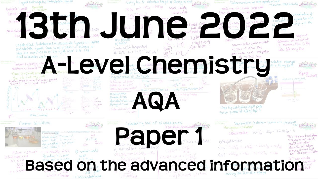 AQA A-Level Chemistry Paper 1 Revision - 13th June 2022 based on the ...