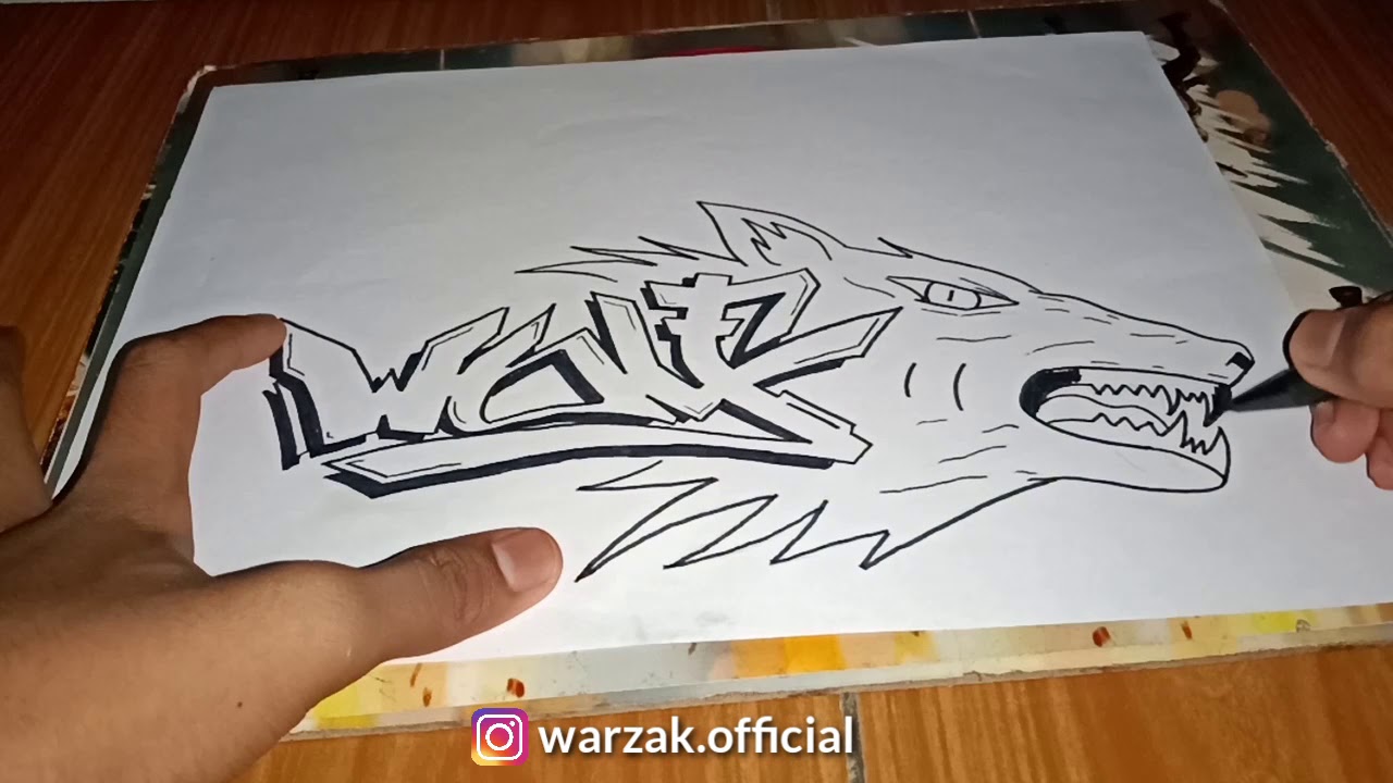 Tutorial membuat graffiti art wolf - YouTube