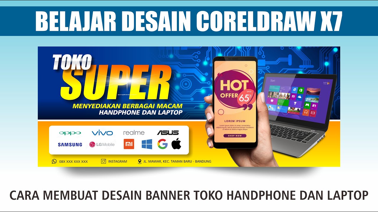 Belajar desain coreldraw x7 membuat desain banner toko handphone dan ...