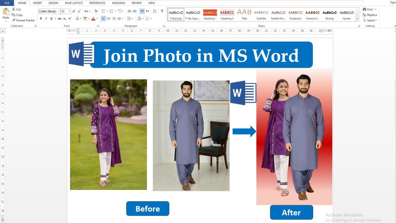 How to Join Photo in MS Word l How to Blend Two Images in MS Word l ...
