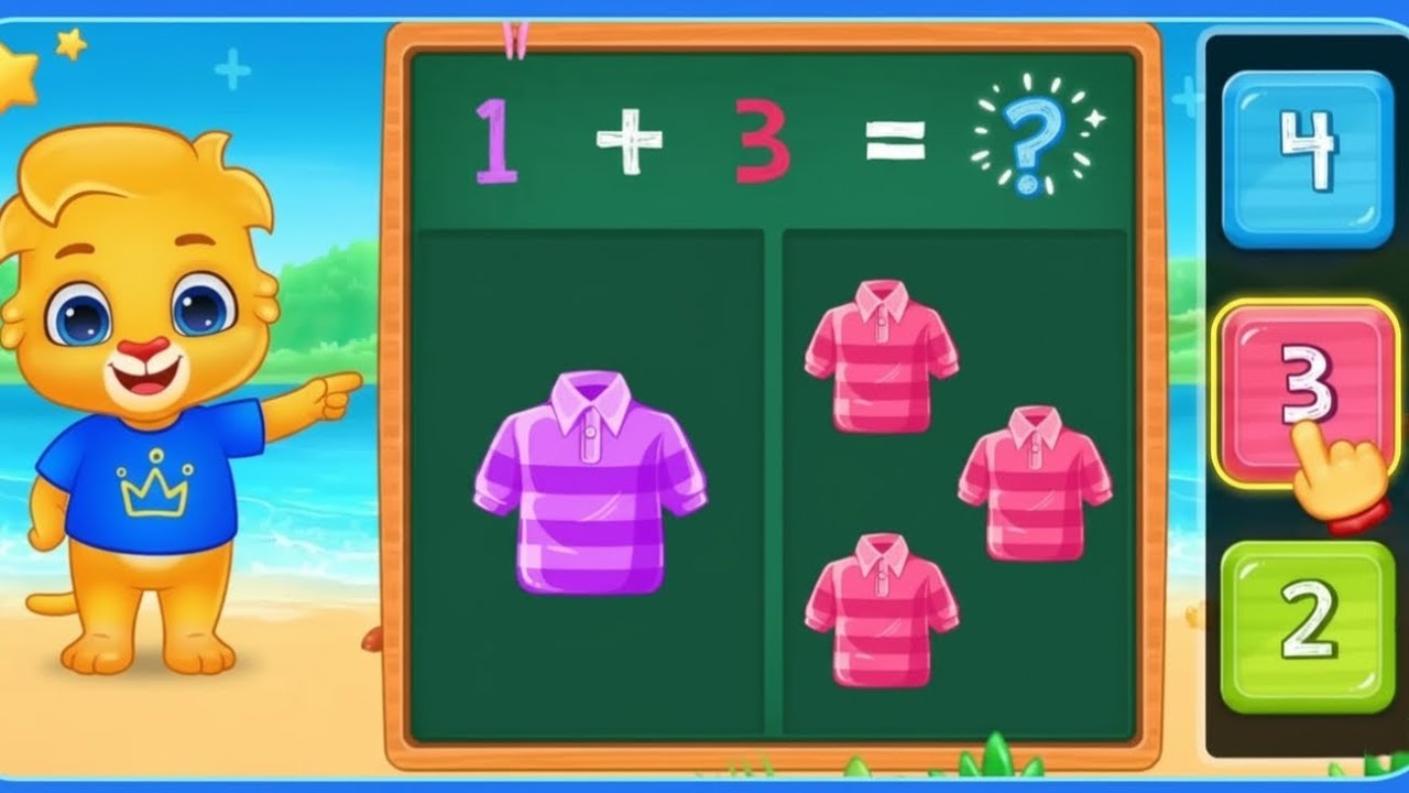 1+3= ? | Easy Math for Kids | Learn Addition with Fun Animation - YouTube