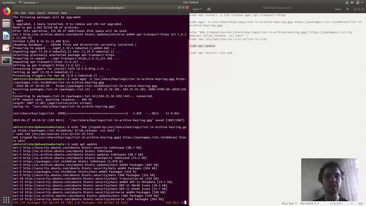 How to install Riot Matrix Client on Ubuntu 18.04 - YouTube