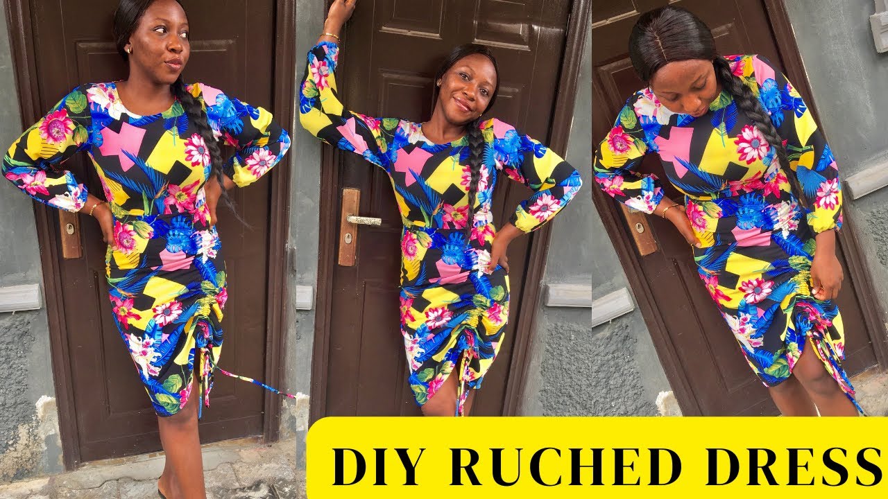 HOW TO MAKE A RUCHED DRESS| DIY DRAWSTRING DRESS| DRAWSTRING RUCHED ...