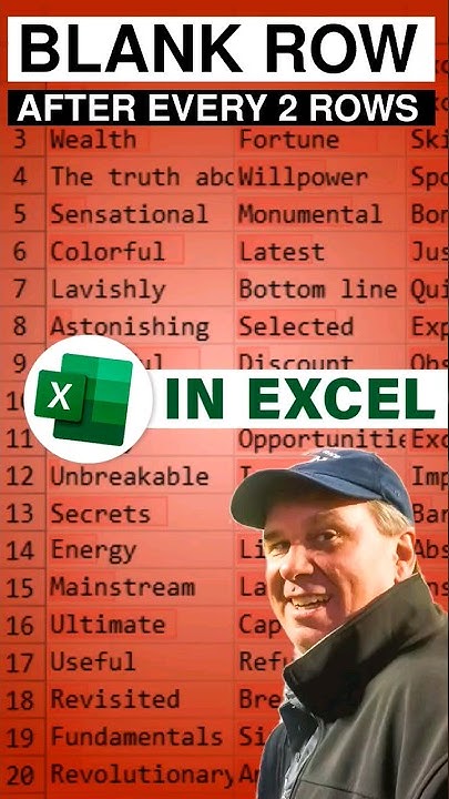 Excel Insert Blank Row After Every Two Data Rows #Shorts #excel #excelhacks - Episode S0011 ...