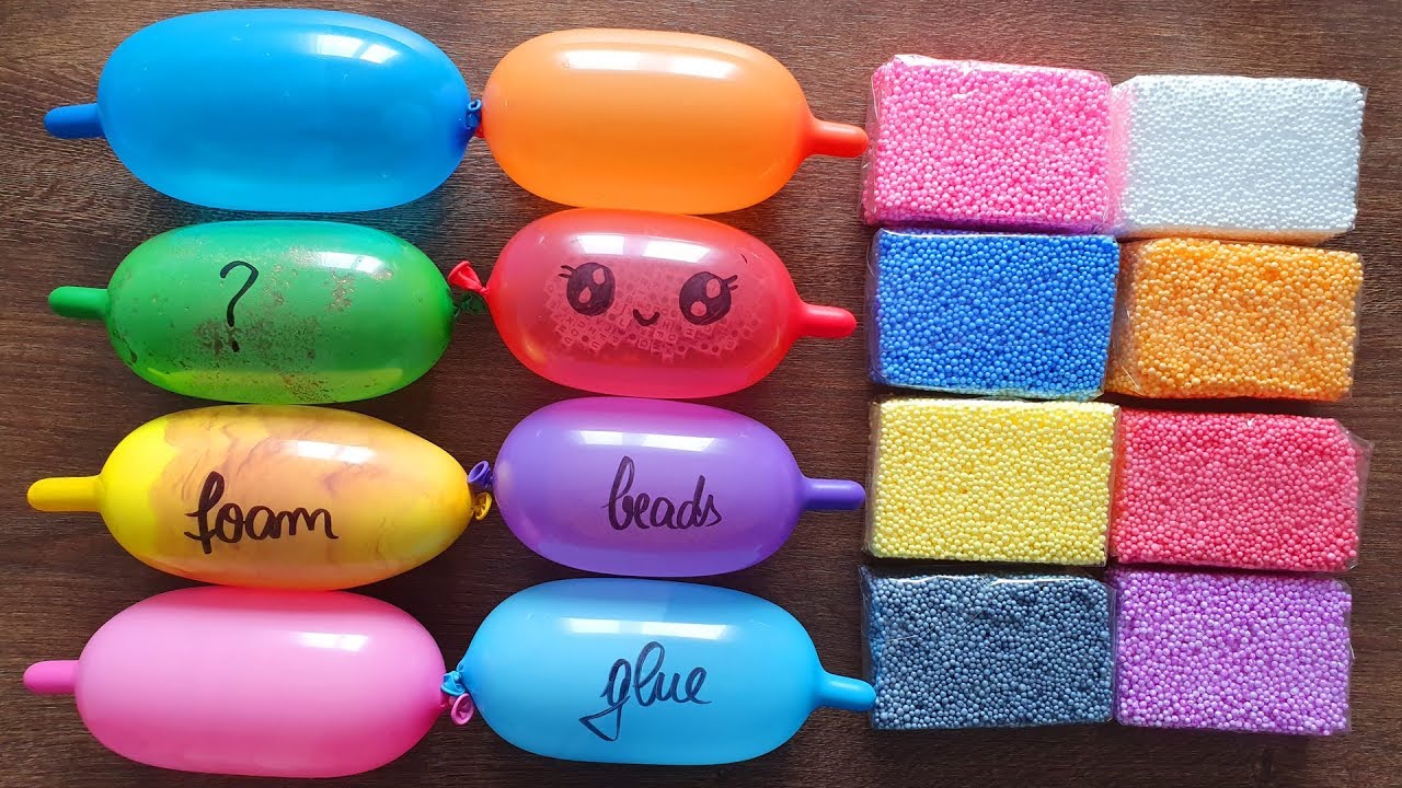 Making Slime with Funny Balloons and Foam Bricks #7 - YouTube