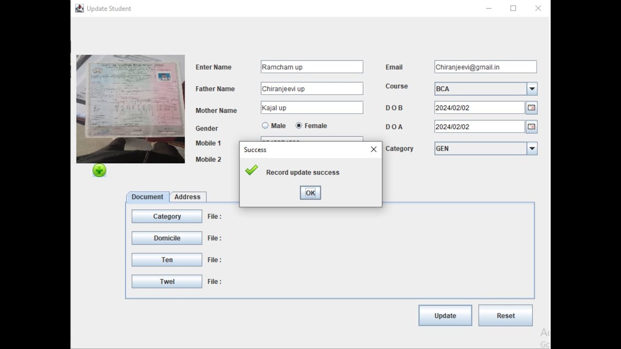 23 Update Data Into Database Part 3 Jdbc In Jtable Govt Rani Durgawati College Semant Sir
