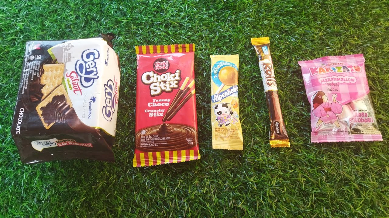 Asmr Some lot's of candies lollipop alpenliebe,marsmallow,gery wafer ...