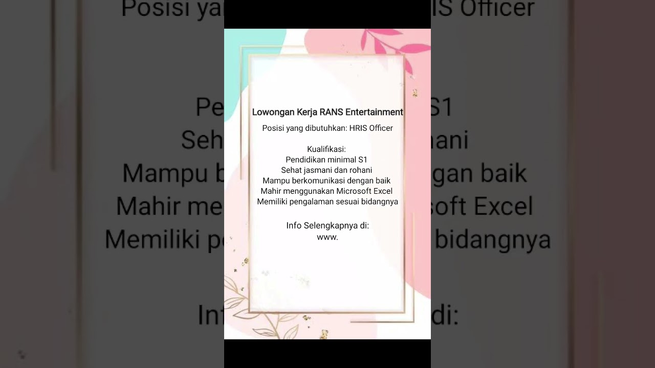 Terbaru Info Loker || RANS Entertainment || - YouTube