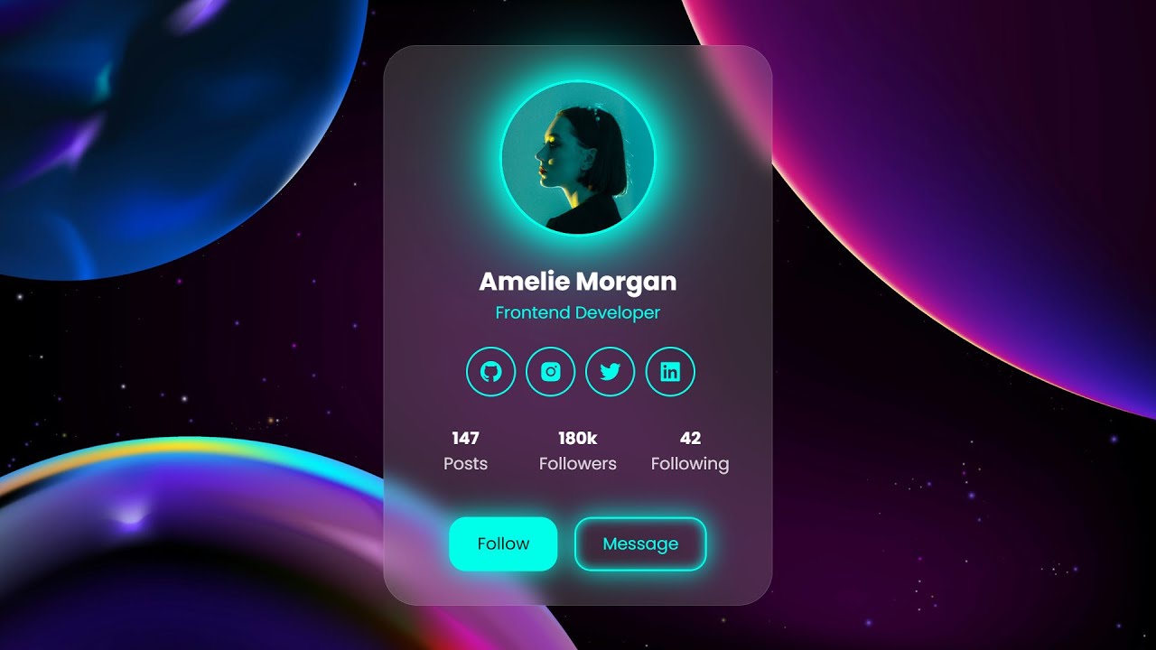 Create Glass Profile Card with Glowing Effects using HTML and CSS - YouTube