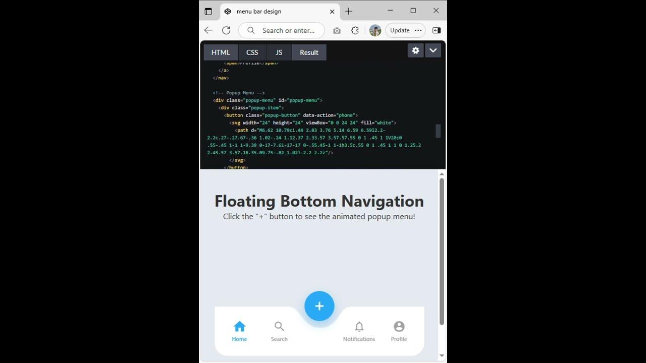 Modern Menu Bar UI Design | HTML CSS Navigation Bar Tutorial #shorts # ...