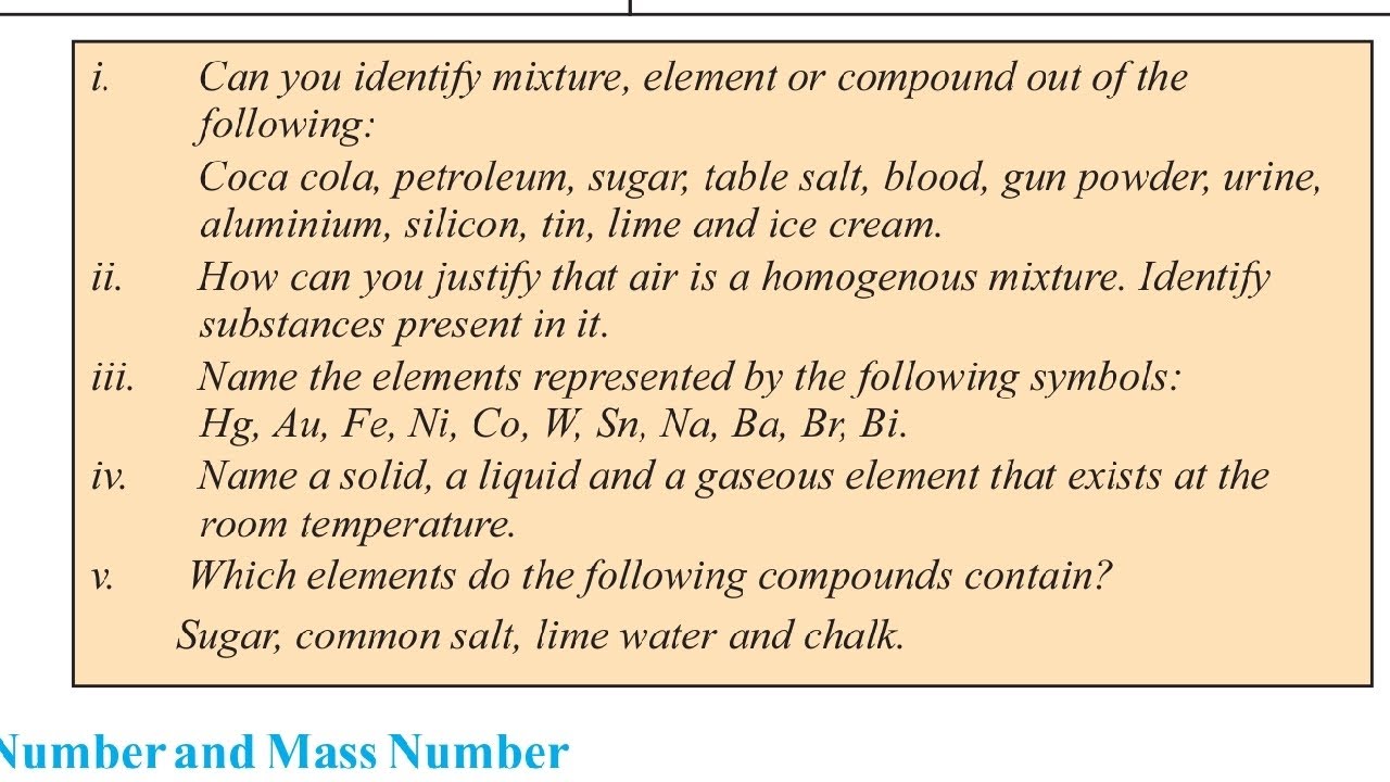 Solution of test yourself1.2:Element, compound and mixture - YouTube