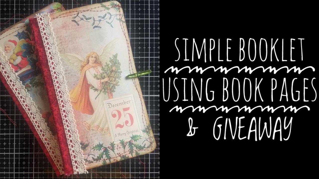 Simple Christmas booklet using book pages & GIVEAWAY - YouTube
