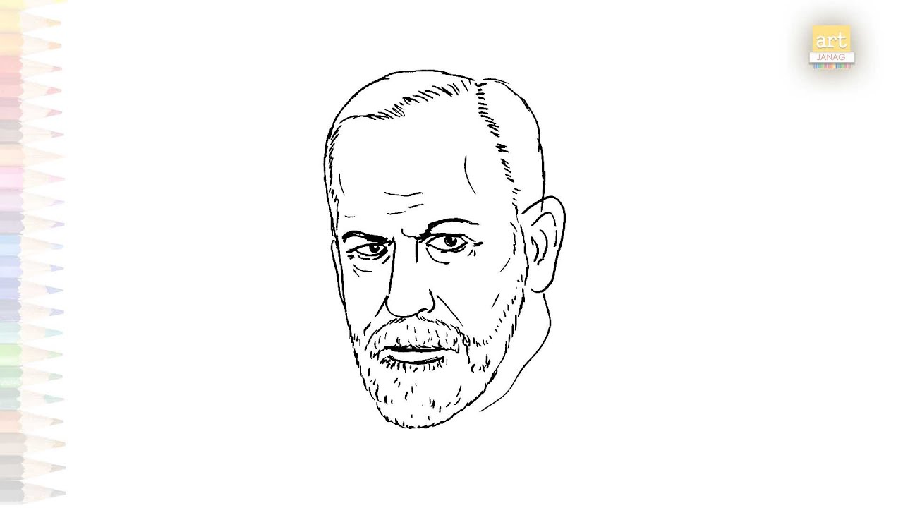 Austrian Psychoanalyst Sigmund Freud drawing | Outline drawings | How ...