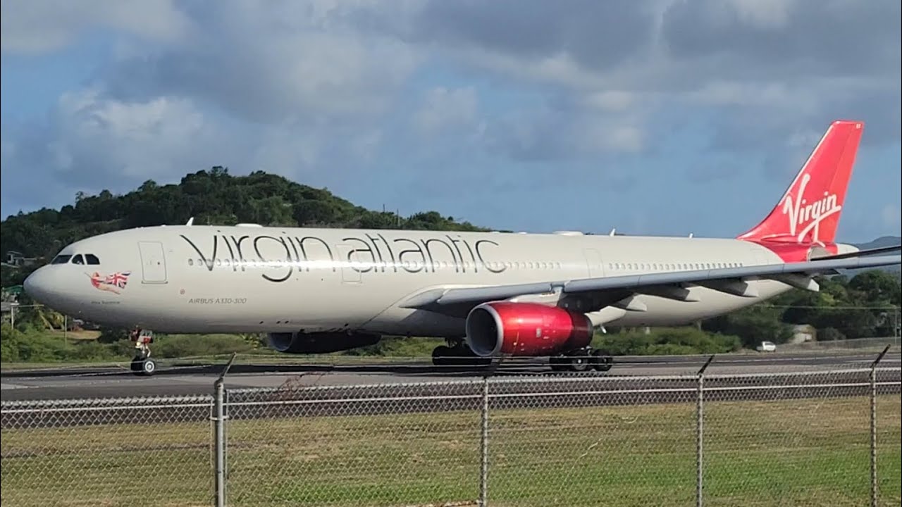 Virgin Atlantic A330-300 traffic compilation in Antigua! - YouTube