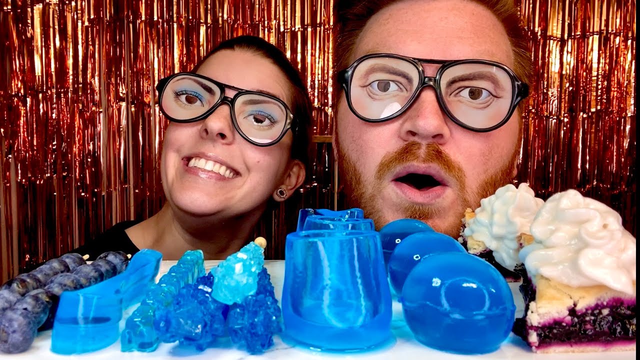 Mukbang BLUE Food Blueberry Pie, Edible Cups, TikTok Jelly Balls ...