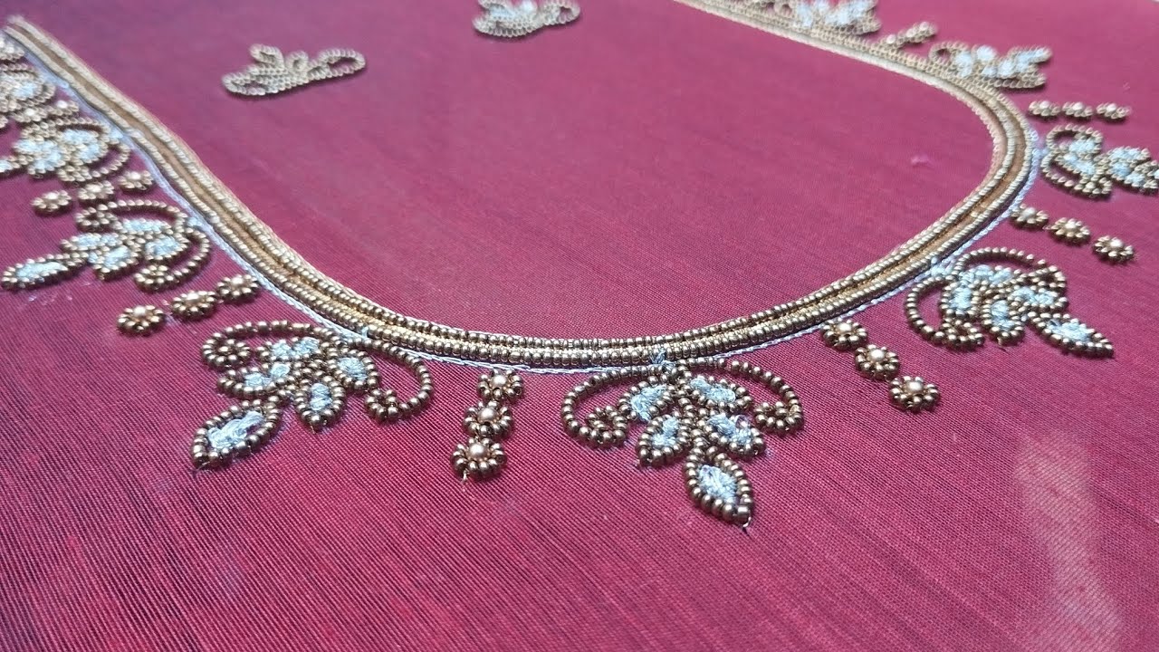 Aari Unique Silver leaves design - YouTube