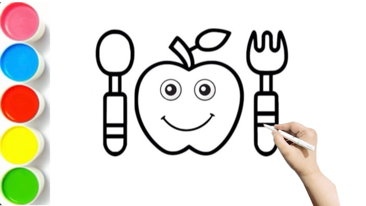 How to draw Apple/Drawing,Painting,Coloring Meal for kids and toddlers ...