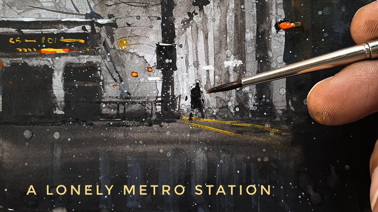 How to paint a Lonely Metro Station in Watercolor? ~ Watercolor ...
