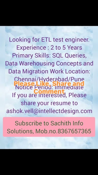 Looking For Etl Test Engineer Etltesting Testingjobs Testengineer Youtube