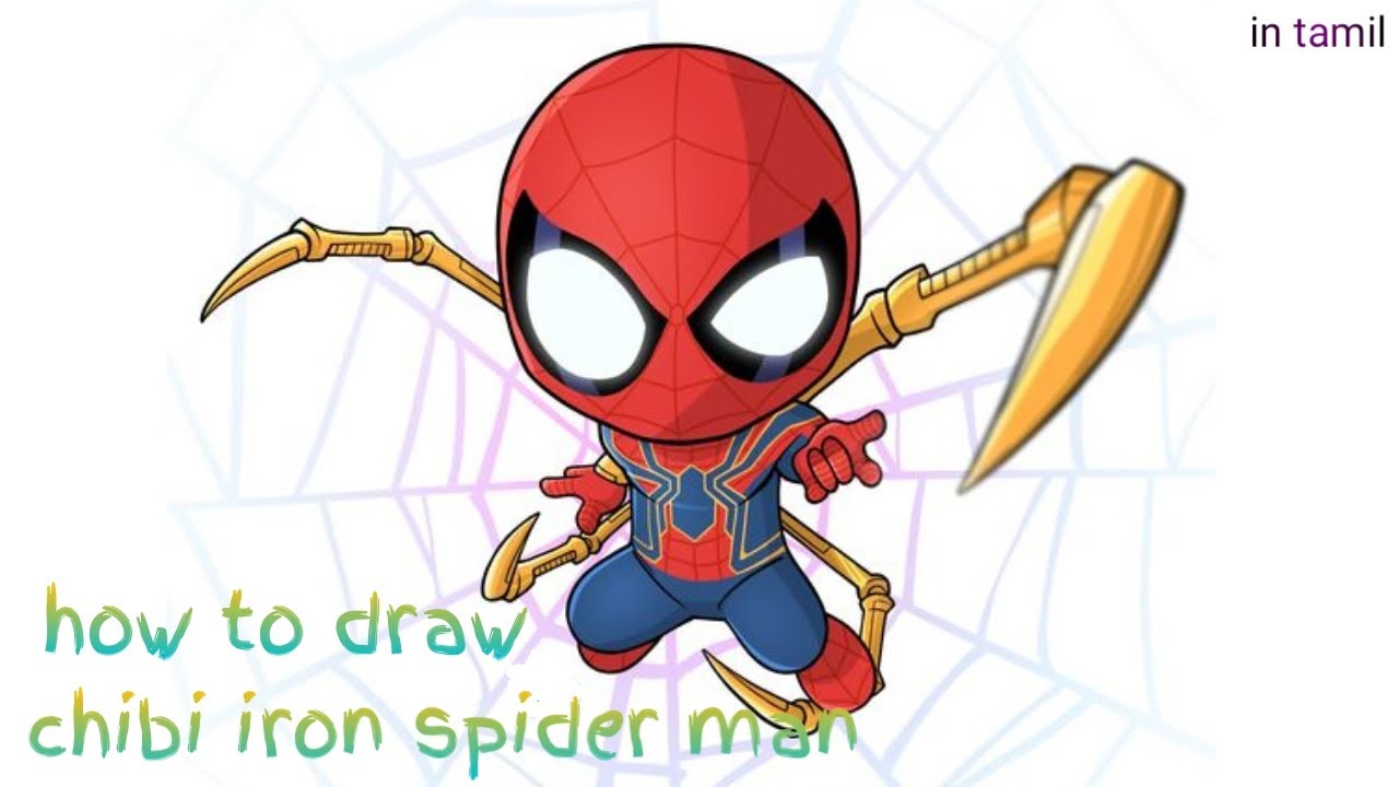 How to draw the chibi iron spider man - YouTube