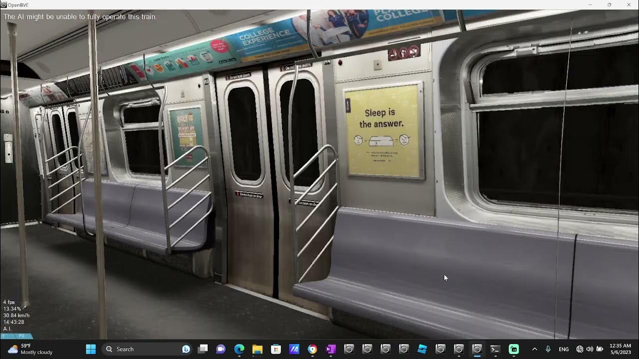 Openbve On-Board 2022 R160B Siemens V train Jackson Heights Roosevelt Ave to Forest Hills 71st ...