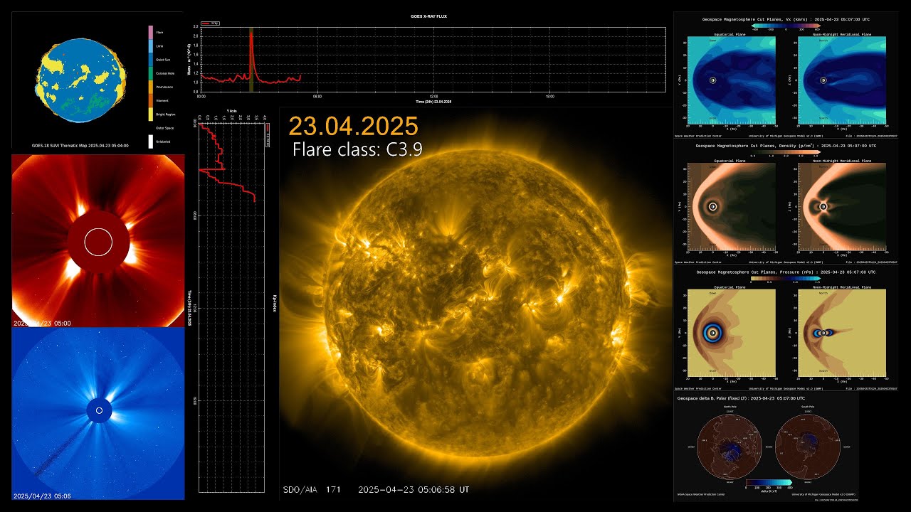 Solar flare: 23.04.2025 class C3.9 - YouTube