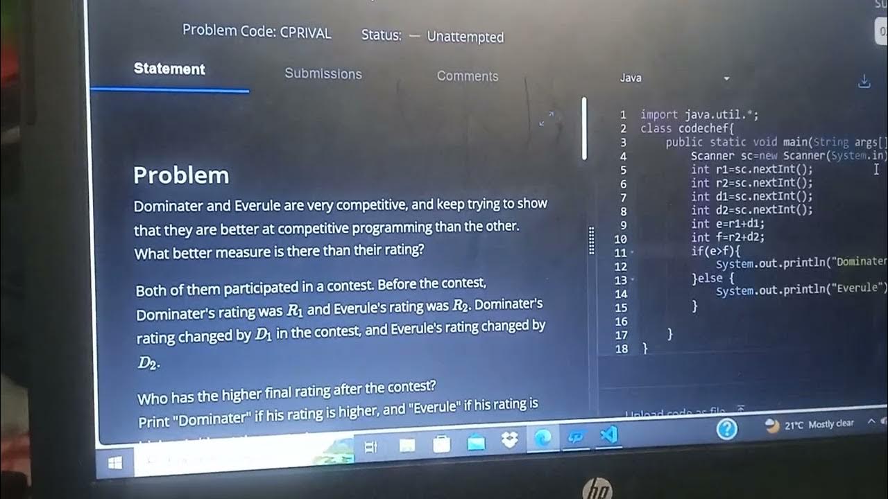 Rivalry/ java codechef solution - YouTube