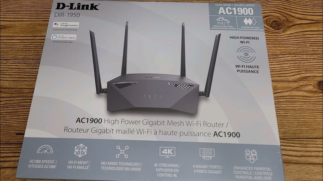 D-Link AC1900 Dual Band Gigabit Mesh Wi-Fi 5 Router DIR-1950 - YouTube