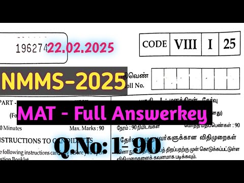 NMMS 2025 MAT Full answerkey Detailed Answers - NMMS Exam Mental Ability 2025 Full answerkey Pdf ...