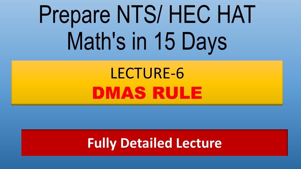 Prepare NTS Maths in 15 days| Day 6| Lecture-6| DMAS rule - YouTube