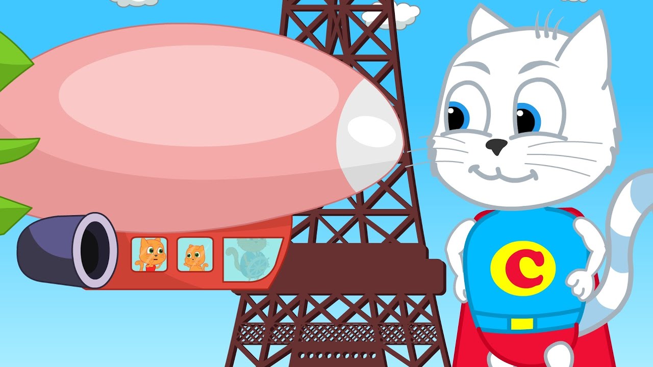 Cats Family in English - Tour Of Paris Cartoon for Kids - YouTube