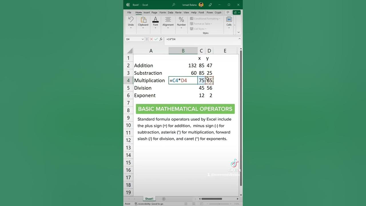 Basic Mathematical Operators (Excel) - YouTube
