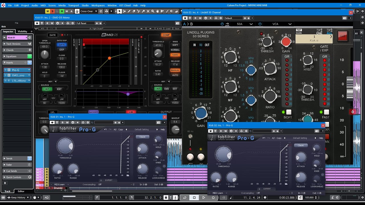 Cubase 11 Pro Mixing Kick (Ezdrummer2) EQ GATE COMPRESS Wave vs ...
