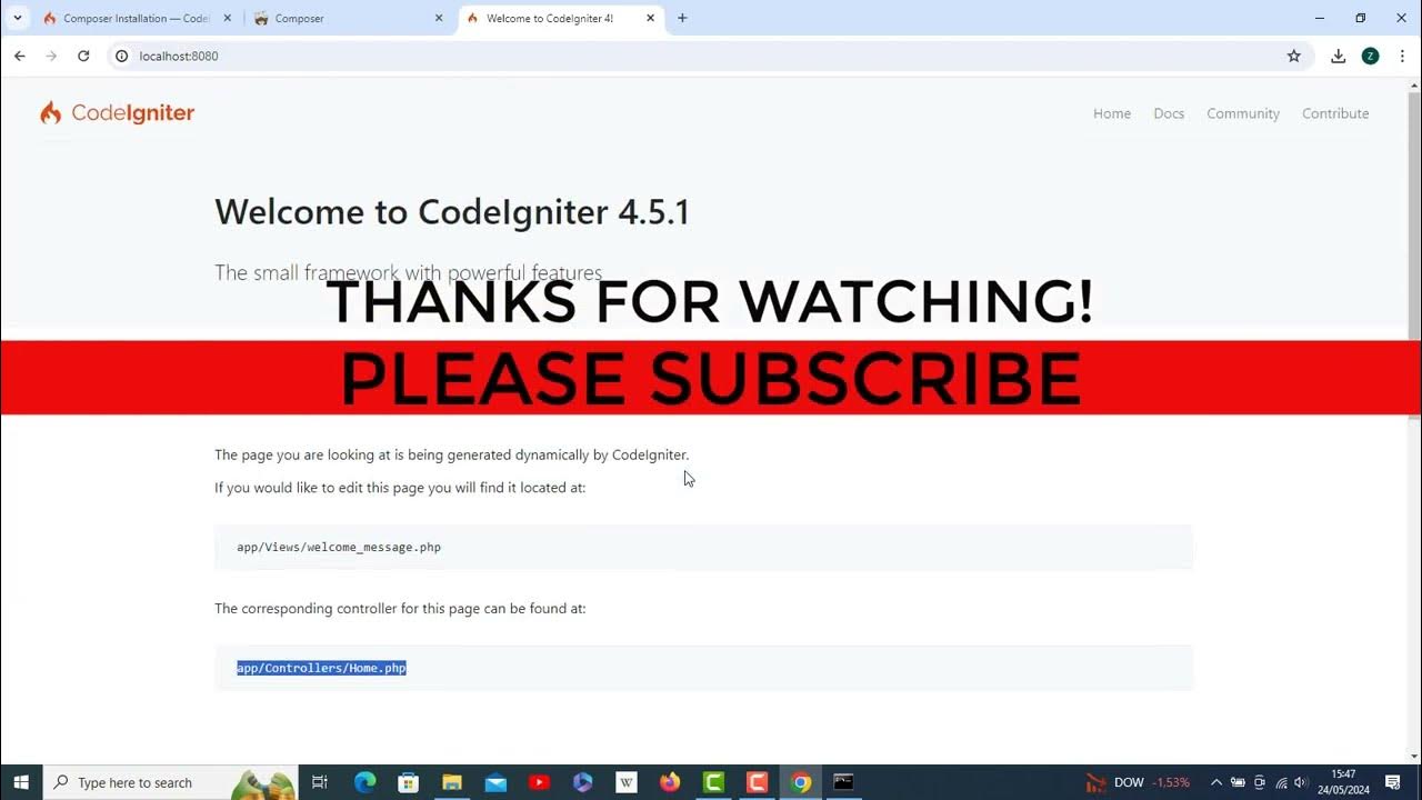 Cara Mudah Install CodeIgniter ( CI4 ) menggunakan Composer - YouTube