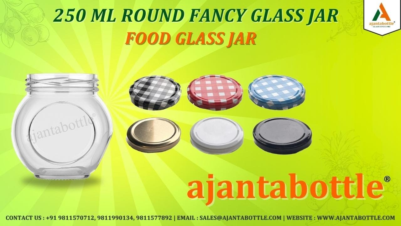 250 ml Round Fancy Glass Jar 63 mm Lug | Ajanta Bottle, your Trusted ...